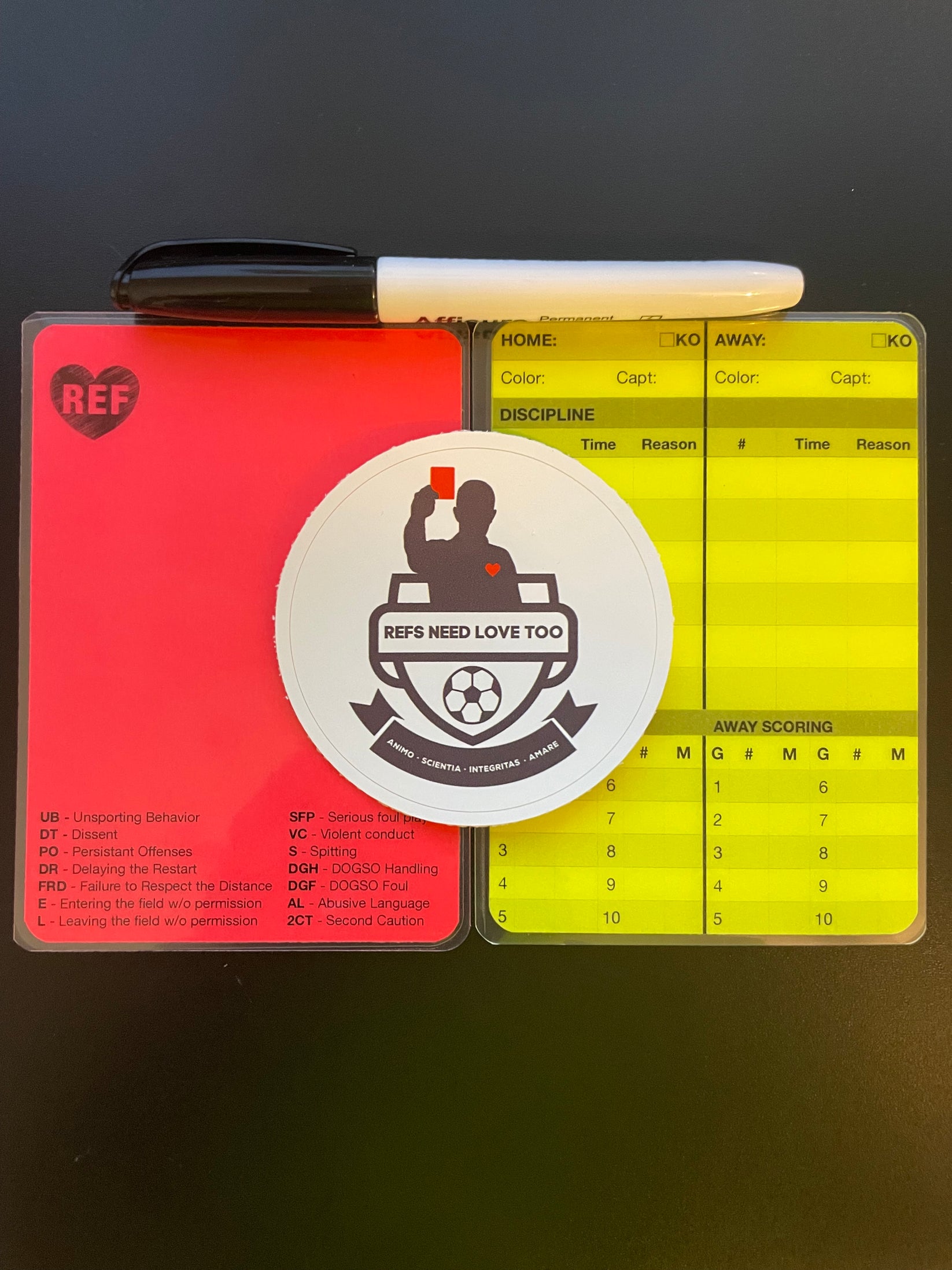 Red & Yellow Referee Scorecard – REFS NEED LOVE TOO